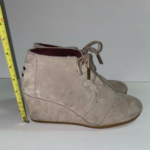 Toms | Shoes | Toms Cream Lace Up Booties With Wedge Heel | Poshmark